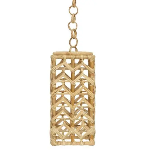 WICKER VILLAGE Rectangular Jaali Lamp Shade - Natural