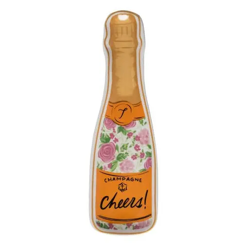 TOTALEE GIFT Champagne Bottle Trinket Dish Ceramic Multicolored