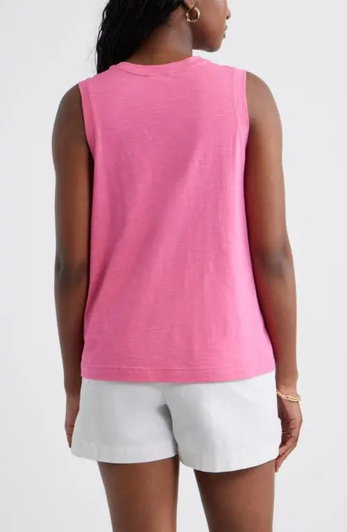 Caslon Sleeveless Cotton-blend Knit Top - Pink Shock