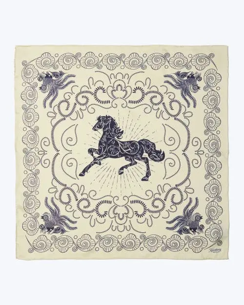 KNOTTERY & CO Equestrian Dreams Silk Bandana - Beige