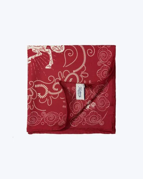 KNOTTERY & CO Equestrian Dreams Silk Pocket Square - Red