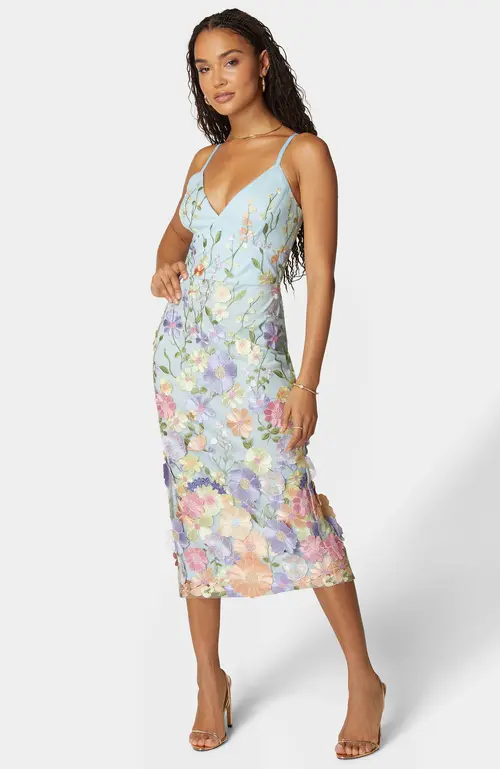 Bebe Floral Embroidered Sheath Midi Dress