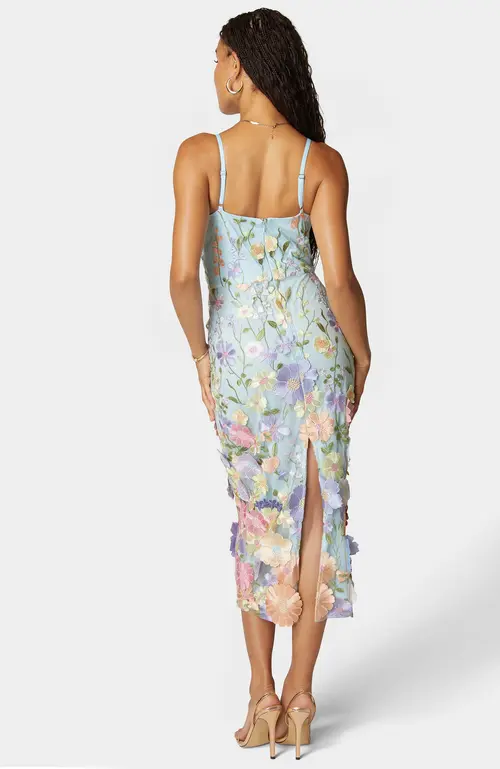 Bebe Floral Embroidered Sheath Midi Dress