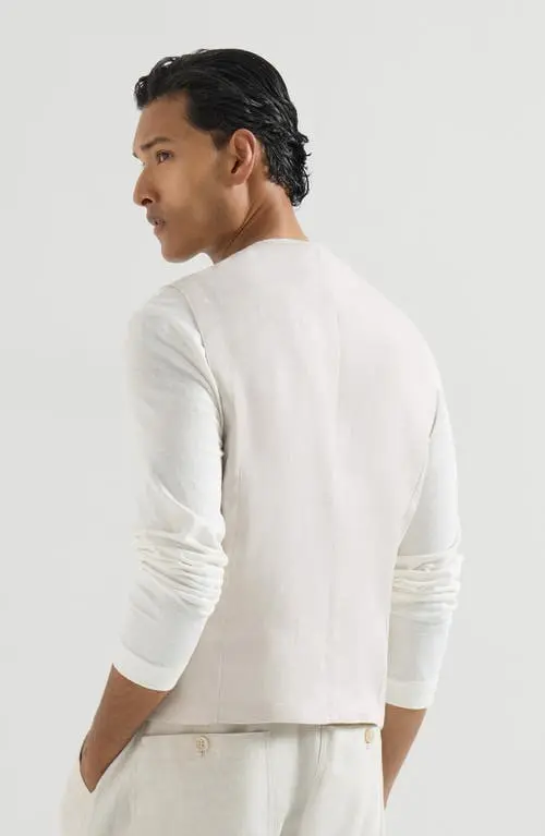Brunello Cucinelli Linen Herringbone Waistcoat - Shell