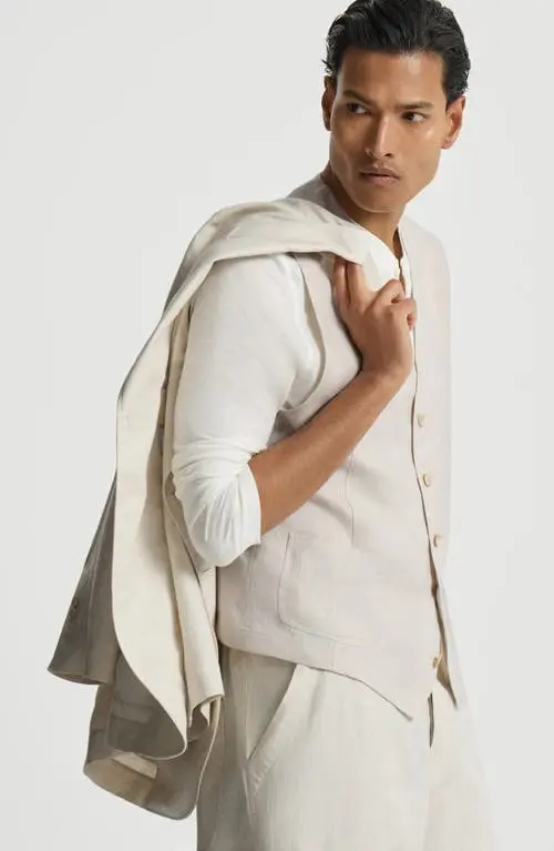 Brunello Cucinelli Linen Herringbone Waistcoat - Shell