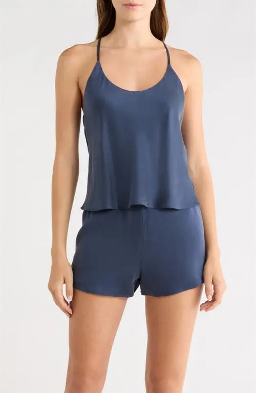 Lunya Washable Silk Short Pajamas - Deep Blue