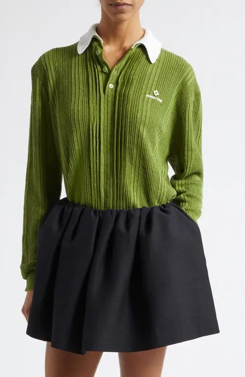 SHUSHU/TONG Contrast Collar Linen Sweater