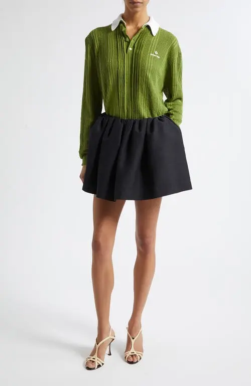 SHUSHU/TONG Contrast Collar Linen Sweater