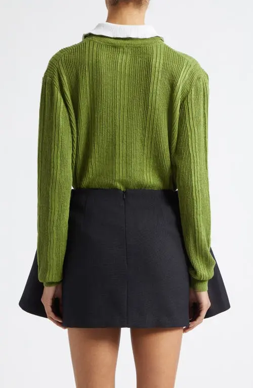 SHUSHU/TONG Contrast Collar Linen Sweater
