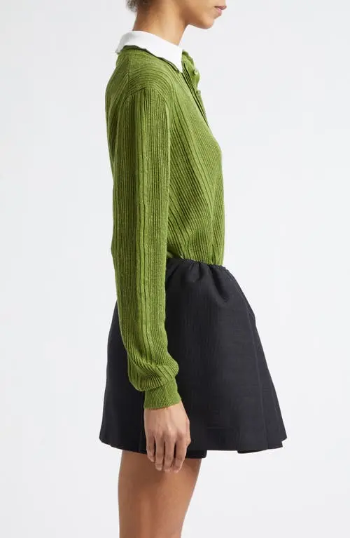 SHUSHU/TONG Contrast Collar Linen Sweater