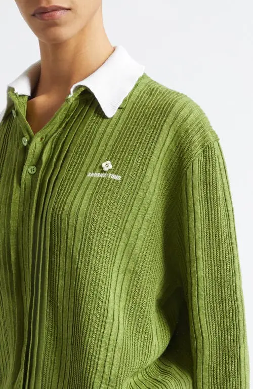 SHUSHU/TONG Contrast Collar Linen Sweater