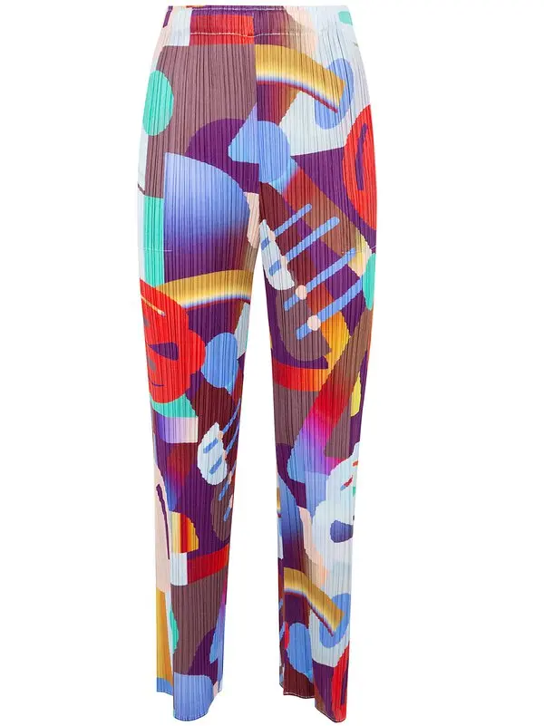 PLEATS PLEASE Geometric Print Pleated Trousers - Red