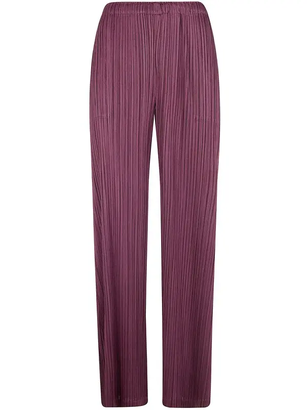 PLEATS PLEASE Pleated Polyester Straight Leg Pants - Red