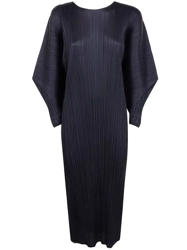 PLEATS PLEASE Skyline" V-neck Polyester Dress With Permanent Pleats
