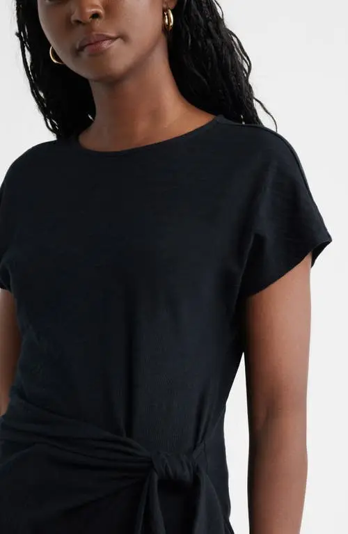 Caslon Drop Shoulder Tie Front Top - Black