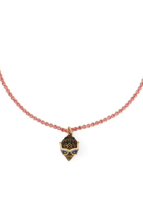 Kurt Geiger Eagle Pendant Tennis Necklace - Pink