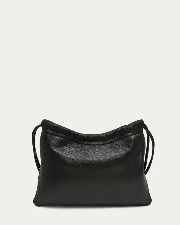 AIMEE Tie Breaker Woven Shoulder Bag With Stone Accents - Black