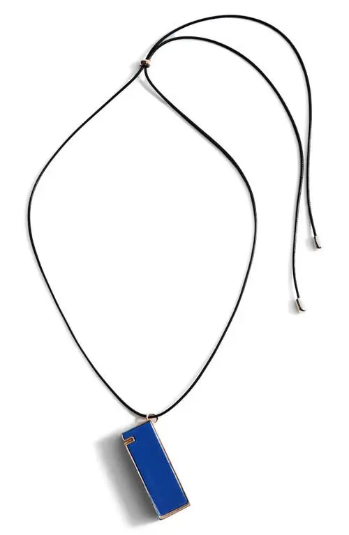 Mango Gold Tone Plated Resin Pendant Necklace - Blue