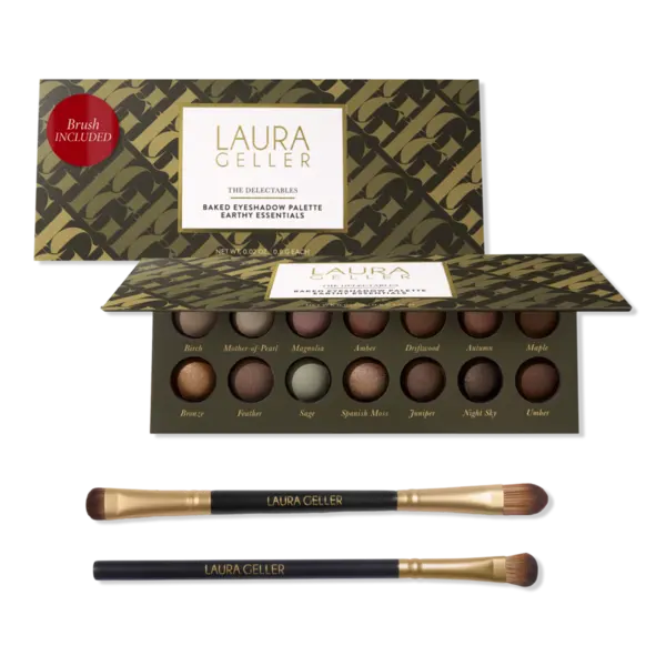 Laura Geller Beauty The Delectables: Earthy Essentials Eyeshadow Palette & 2 Piece Eye Brush Set - One-color