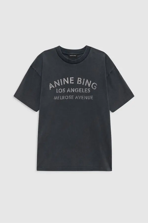 ANINE BING Cade Tee Melrose Stencil Graphic T-shirt - Washed Black