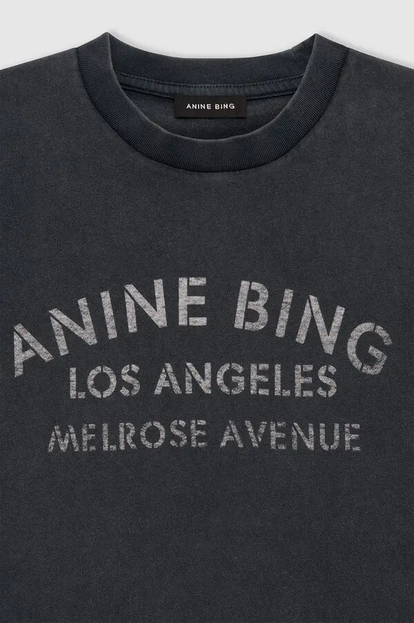 ANINE BING Cade Tee Melrose Stencil Graphic T-shirt - Washed Black