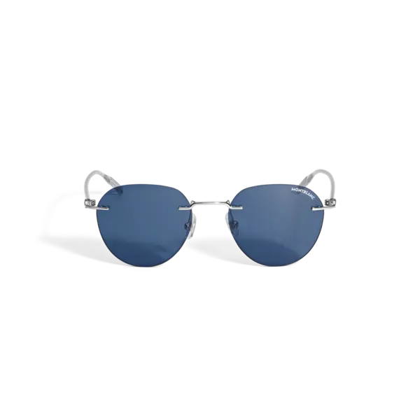 Montblanc Rimless Round Sunglasses With Silver Metal Frame - One-color