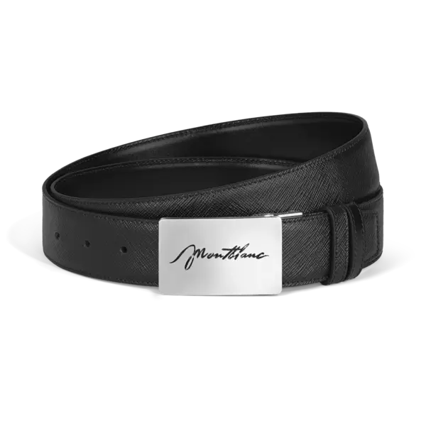 Montblanc Mm Reversible Sartorial Leather Belt With Plate Buckle - Black