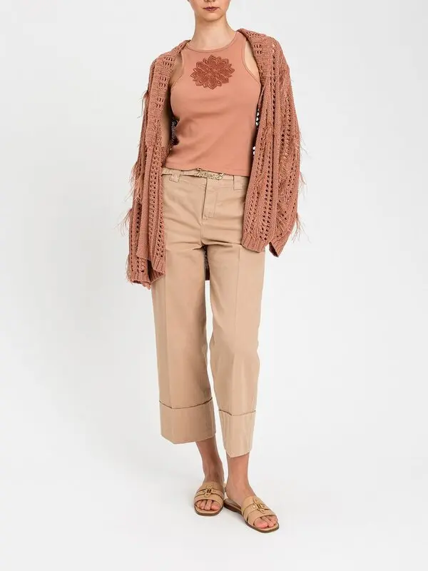 TWINSET Perforated Cotton Blend Cardigan