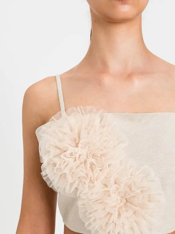 TWINSET Embellished Cropped Top - Beige