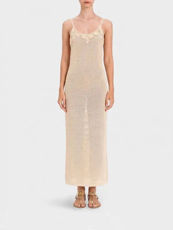 TWINSET Crochet Maxi Dress - Beige