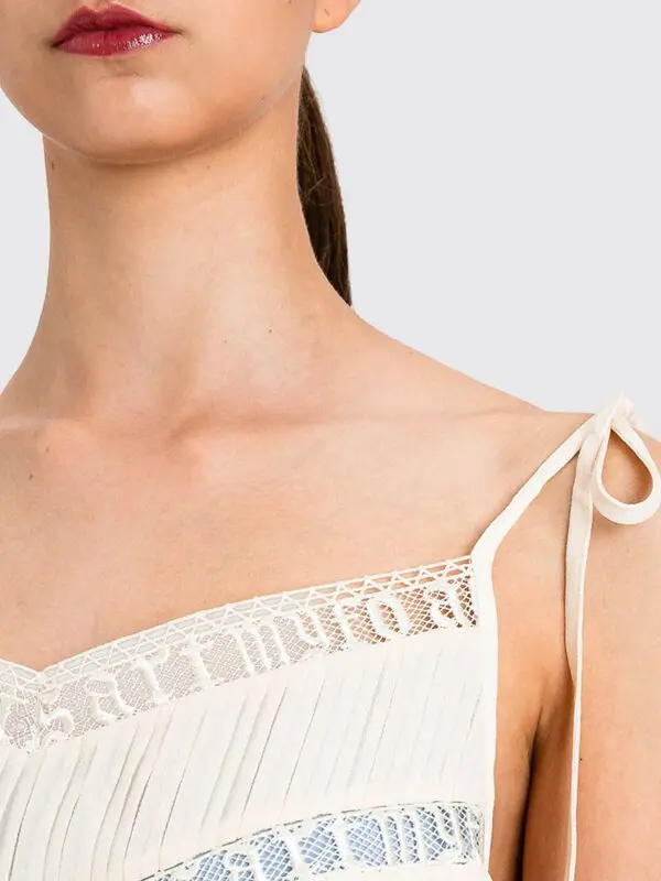 TWINSET Embellished Lace Trim Midi Dress
