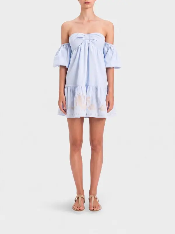 TWINSET Off-the-shoulder Embroidered Mini Dress