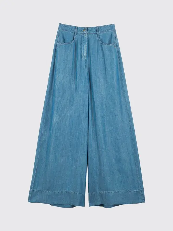 TWINSET Wide-leg Lyocell Trousers With Mid-rise Waist