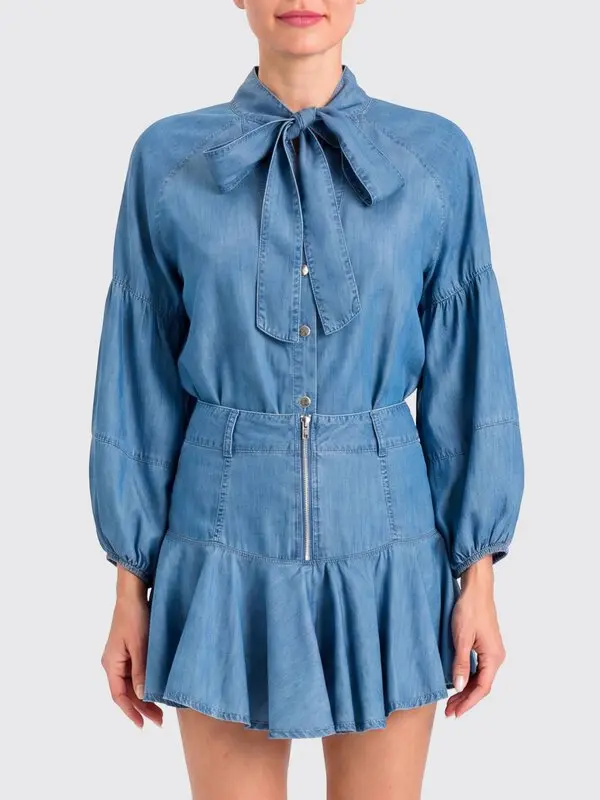 TWINSET Shirt With Pussy Bow Detail - Denim