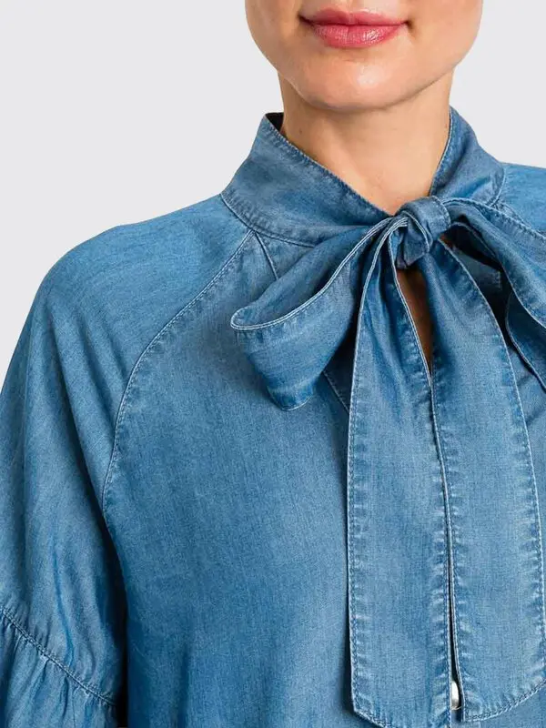 TWINSET Shirt With Pussy Bow Detail - Denim