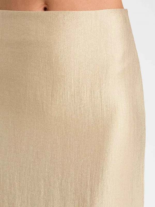 TWINSET High-waisted Midi Pencil Skirt With Back Slit - Gold