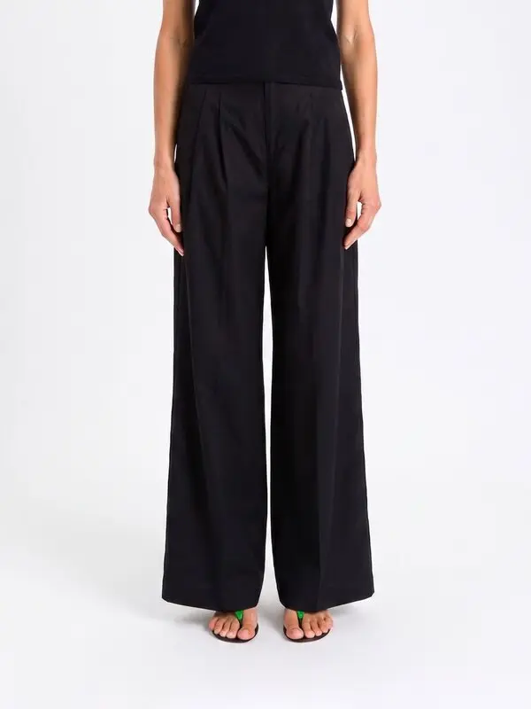 TWINSET Cotton Wide-leg Trousers - Black