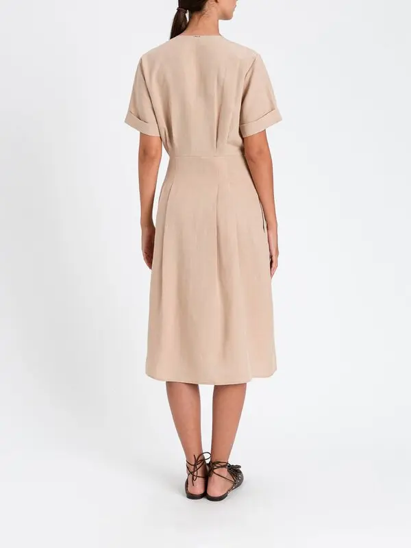 TWINSET Linen Blend Wrap Midi Dress - Rope
