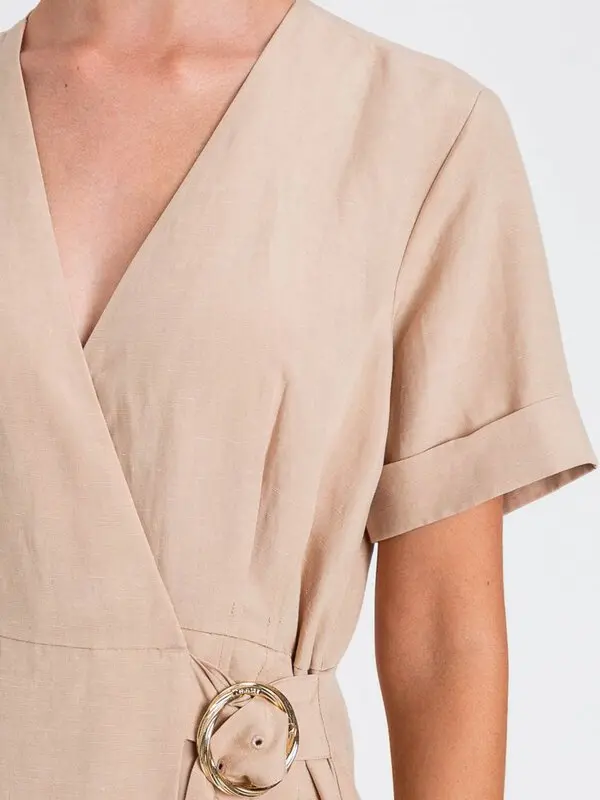 TWINSET Linen Blend Wrap Midi Dress - Rope