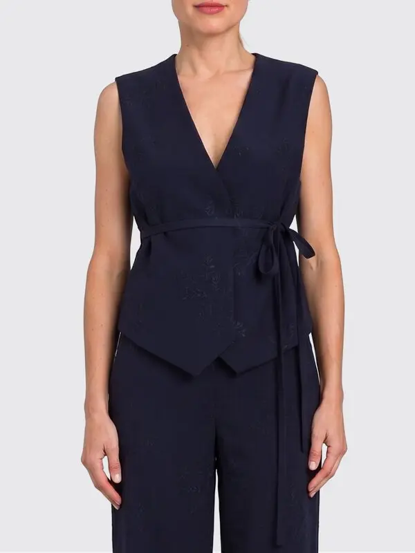 TWINSET Embroidered Viscose Blend Vest - Blue