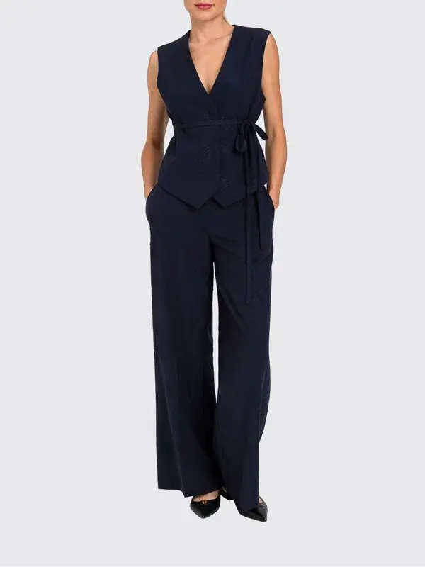 TWINSET Embroidered Viscose Blend Vest - Blue
