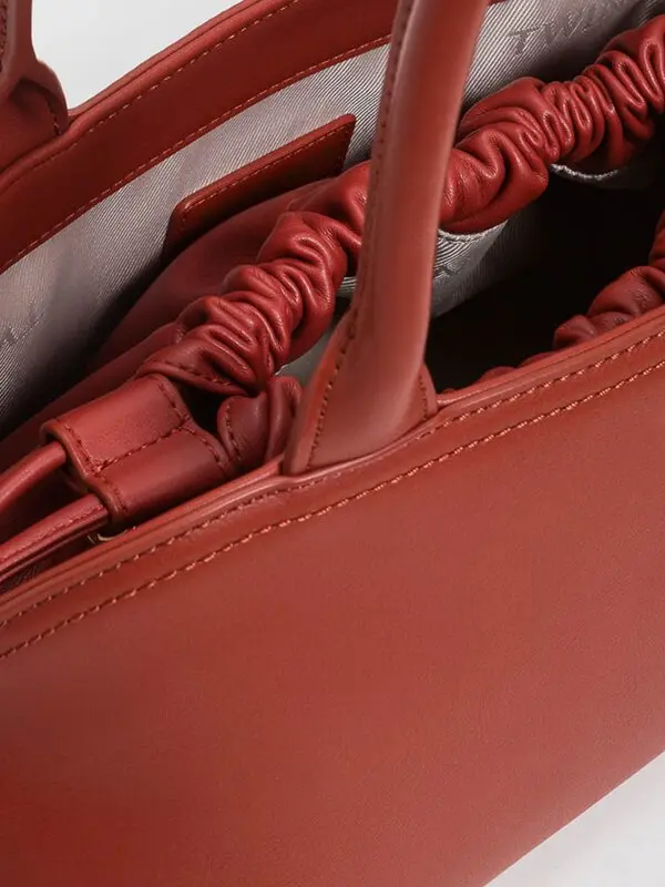 TWINSET Faux Leather Rounded Handbag With Drawstring Closure - Brown