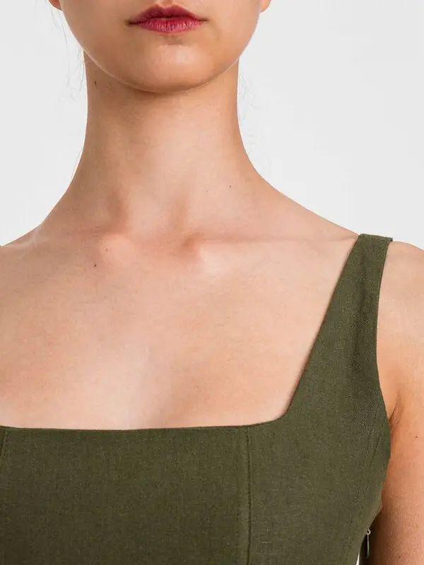 TWINSET Linen Blend Midi Dress