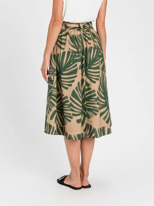 TWINSET Printed Cotton Midi Skirt With Safari Style