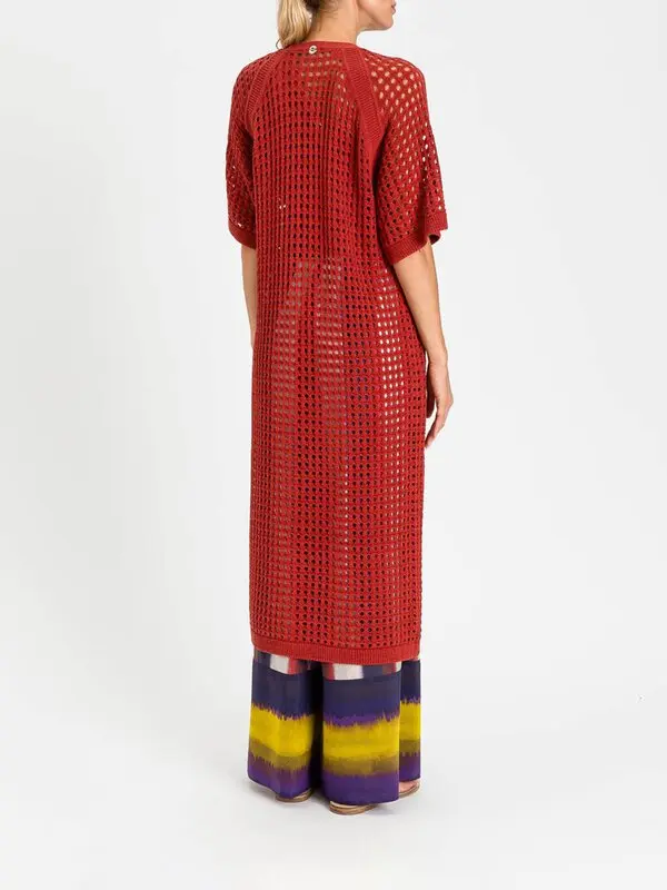 TWINSET Perforated Cotton Blend Long Cardigan