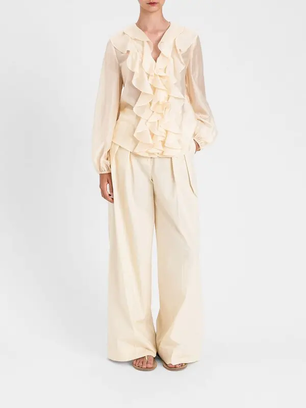 TWINSET Organza Shirt With Ruffle Embellishments