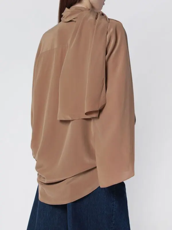 DARKPARK Button-up Shirt With Scarf Detail - Brown