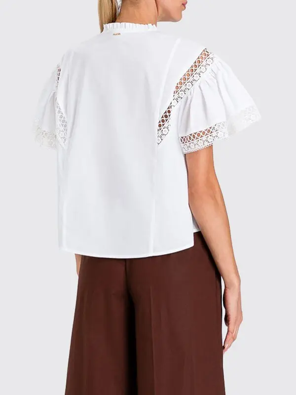TWINSET Stretch-cotton Shirt With Macramé Inserts