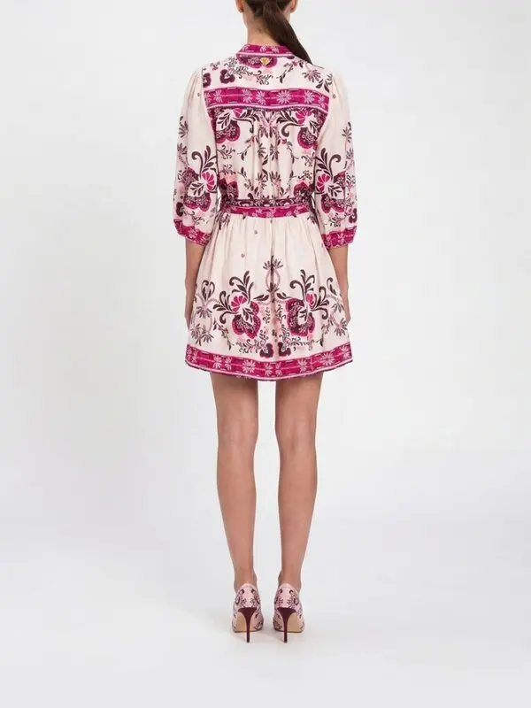 TWINSET U & B Linen Blend Ethnic Print Mini Dress