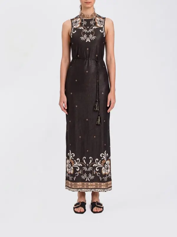 TWINSET Midi Dress With Ethnic Print - Black